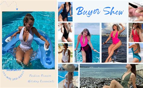 Lilosy Sexy Criss Cross Lace Up Plunge One Piece Swimsuit String Tie Side Cheeky Bathing Suit At