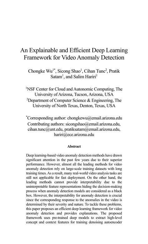 Pdf An Explainable And Efficient Deep Learning Framework For Video Anomaly Detection