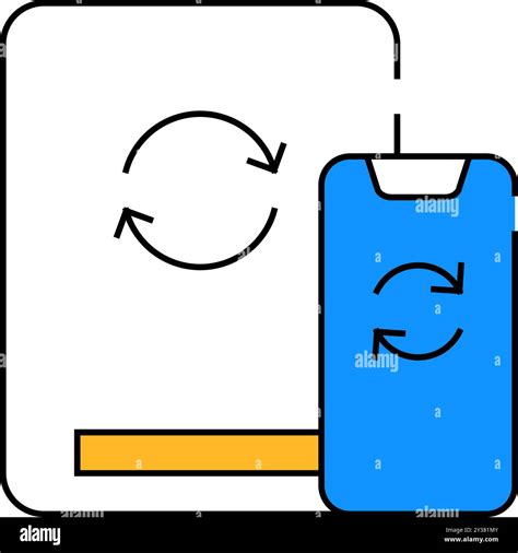 Cloud Synchronization With Phone Icon Color Illustration Stock Vector