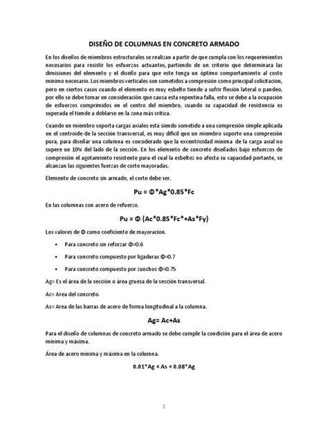 Diseño De Columnas De Concreto Armado Pdf Hormigón Pandeo