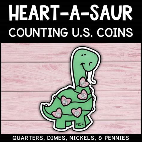 Dinosaur Math Craft Valentines Day Counting Money Us Coins