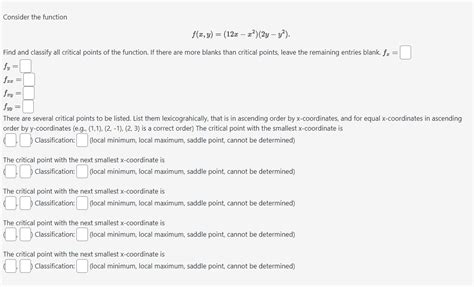 Solved Consider The Function Fxy12x−x22y−y2 Find And