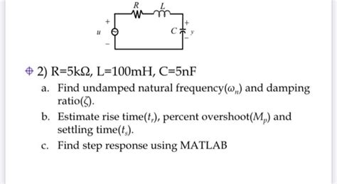 solved 2 r 5kΩ l 100mh c 5nf a find undamped natural