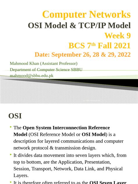 Computer Networks Week 9 Pdf Internet Protocol Suite Osi Model