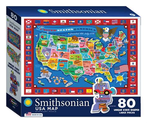 Smithsonian Usa Map 80 Pieces Roseart Puzzle Warehouse