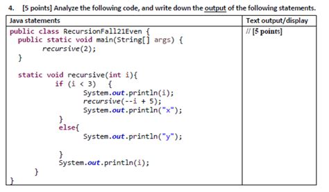 Solved Points Analyze The Following Code And Write Chegg