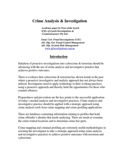 Proactive Crime Analysis And Terrorism Prevention Pdf Offender