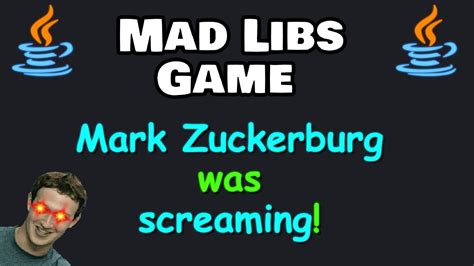 Let S Code A MAD LIBS Game With Java YouTube