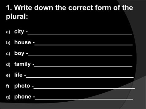 English Exercises Pluralpptx