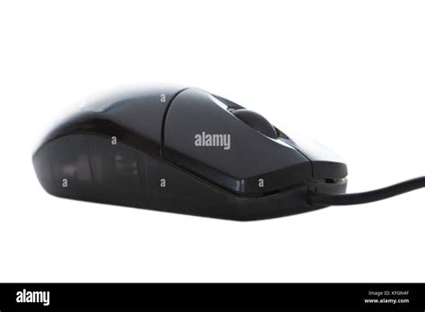 Wired Computer Mouse With A Scroll Wheel Isolated On White Conceptual Of Computing Connectivity