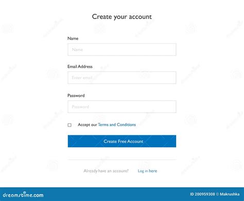 Create Account Form Template Of Registration Window Mockup Login Create Account Form Template Of Registration Window Mockup Login