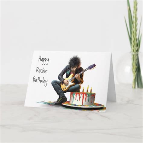 Rock Music Guitarist Cool Happy Rockin Birthday Card Zazzle