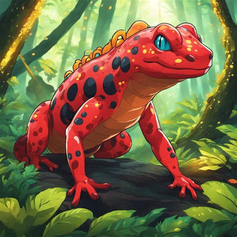 Red Fire Salamander Monster In The Forest By Lagmaster64 On Deviantart