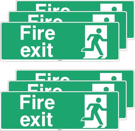 Pack Of 6 Self Adhesive Vinyl Fire Exit Signs No Arrow 300mm X