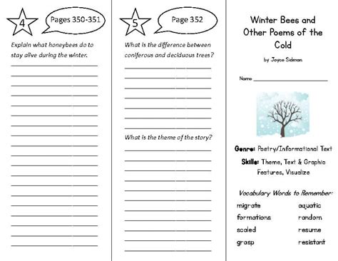 Winter Bees And Other Poems Trifold Into Reading 5th Grade Module 10
