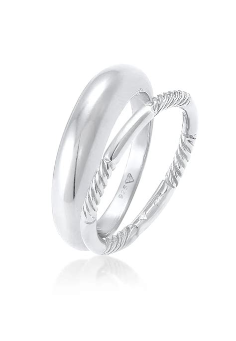 Elli Ring Set Bandring Gedreht Basic Set 2 Tlg 925 Silber Baur