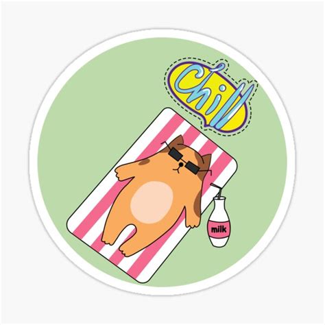 Cute Relax Time Chill Cat Sticker For Sale By Grandstickers Redbubble