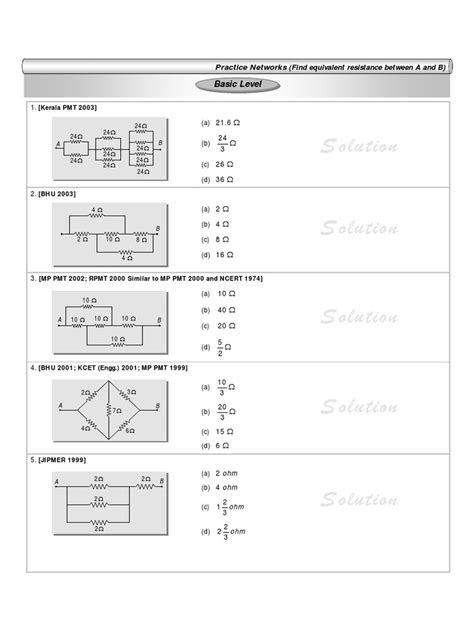 Resistor Network Problems Pdf Electronic Engineering Electrical