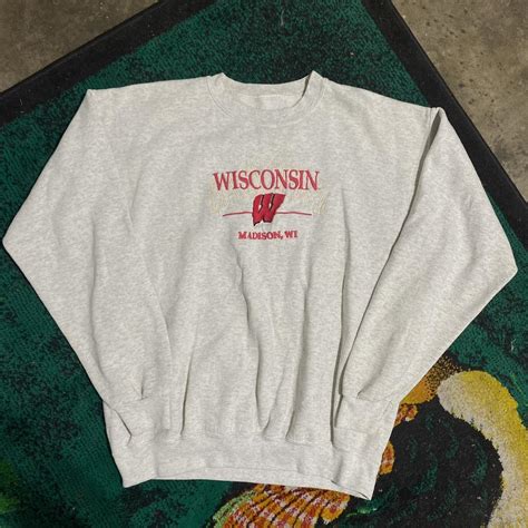 Vintage 90s Wisconsin Badgers Crewneck Depop