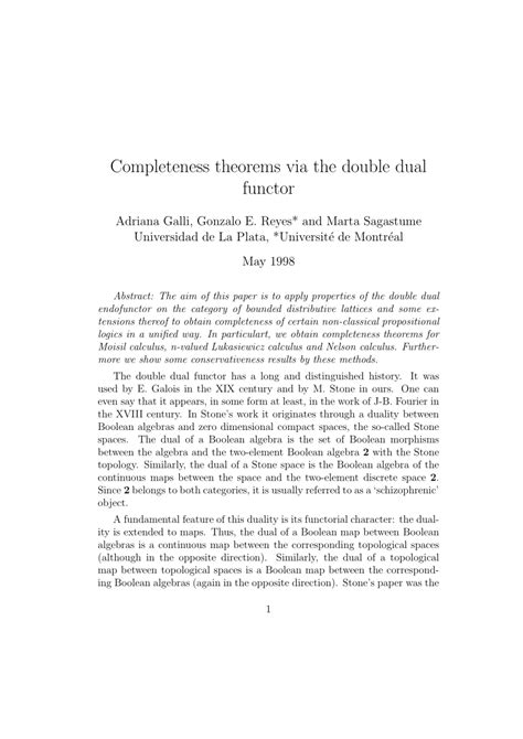 Pdf Completeness Theorems Via The Double Dual Functor