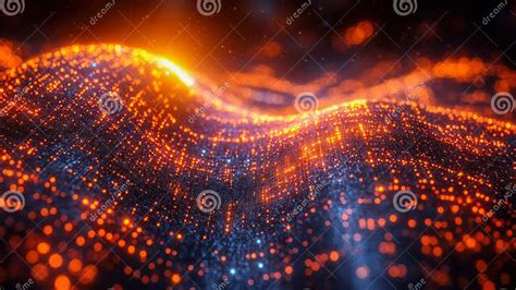 A Vibrant Wave Of Orange Digital Dots Against A Dark Background