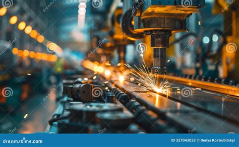 Precision Welding Robot Performing Complex Weld Joint On Turbine Blade Royalty Free Stock Image