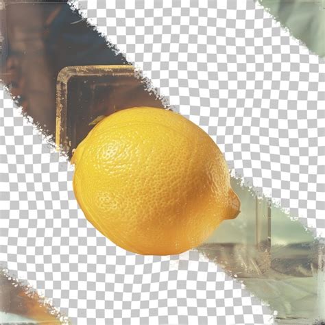 Premium Psd A Lemon Is Being Cut Into A Square With A Square Of Paper Underneath It