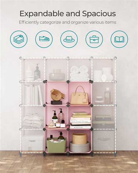 Songmics Diy 6 Cube Storage Organizer Cube Bookshelf Pink