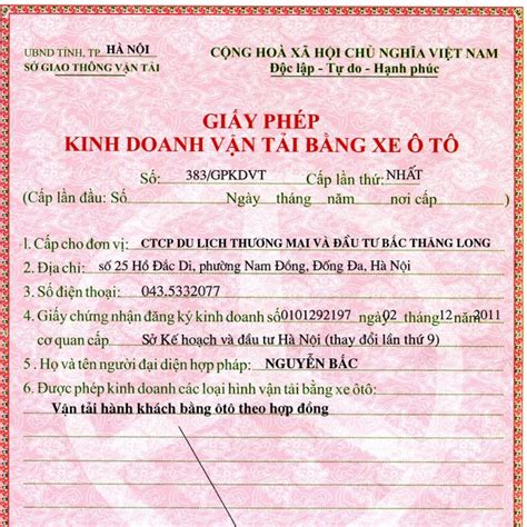 Mẫu đơn xin cấp giấy phép kinh doanh vận tải bằng ô tô mới năm