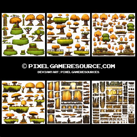 136 Tilemap 2d Video Game Assets Fall Bundle 24 By Pixelgameresources