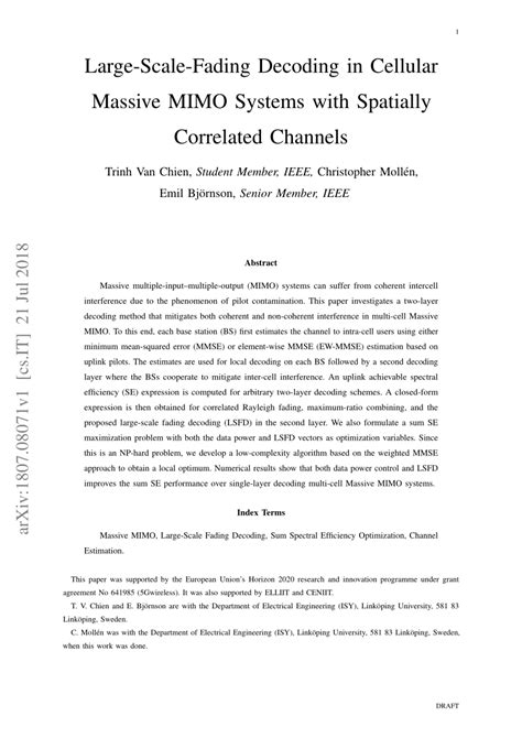pdf large scale fading decoding in cellular massive mimo systems with
