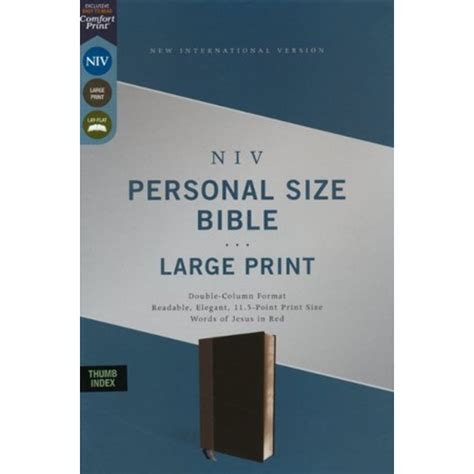 Niv Personal Size Large Print Bible Soft Leather Look Black Indexed