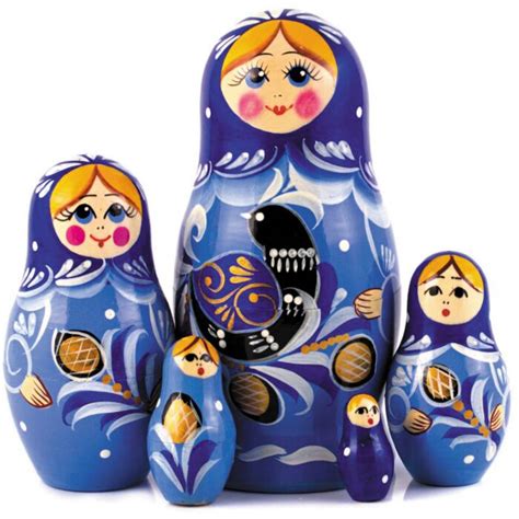 Blue Firebird Nesting Doll 5 Pc