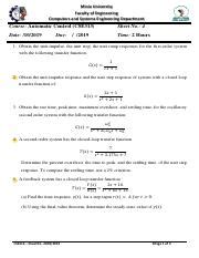 CSE Sheet Pdf Minia University Faculty Of Engineering Computers And Systems Engineering