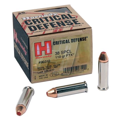Hornady 38 Special 110 Gr Ftx Critical Defense 25rd Top Gun Supply