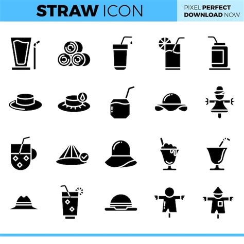 Premium Vector Vector Straw Icon Set