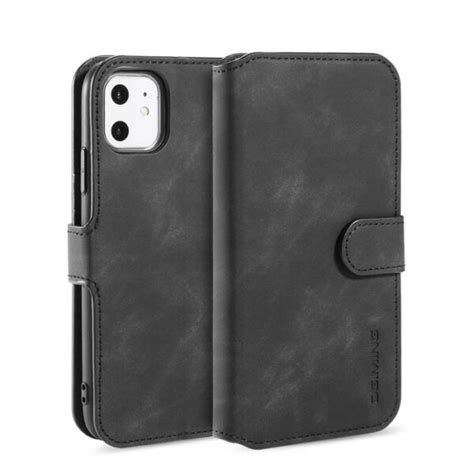 DG MING IPhone Wallet Magnetic Detachable In Split Leather Case Black DG MING Case