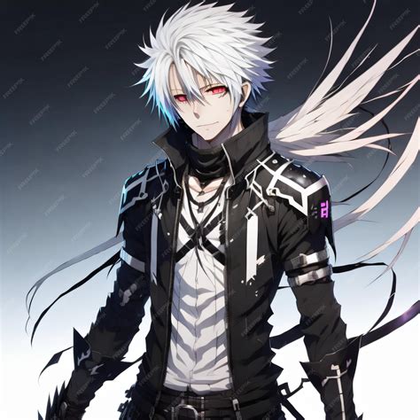 Male Anime Character With White Hair And Red Eyes Generated By Ai Premium Ai Generated Image
