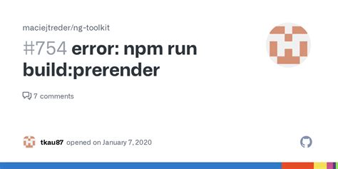 Error Npm Run Buildprerender · Issue 754 · Maciejtrederng Toolkit · Github