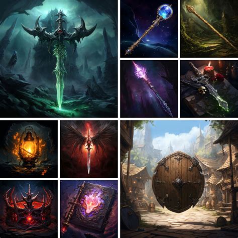 Dnd Weapon Artwork Bundle 100 Fantasy Item Illustrations Digital