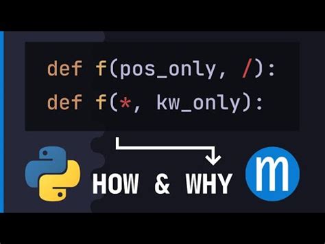 Positional Only And Keyword Only Arguments In Python YouTube