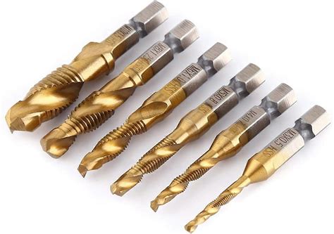 6 Piece Metric Drill And Tap Set Hss Titanium Coated Metric Thread Compound Drill Bit For