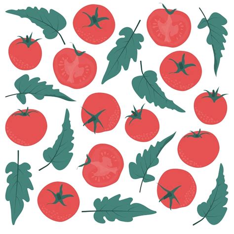 Premium Vector Print Pattern Background With Tomato And Tomato Leaf
