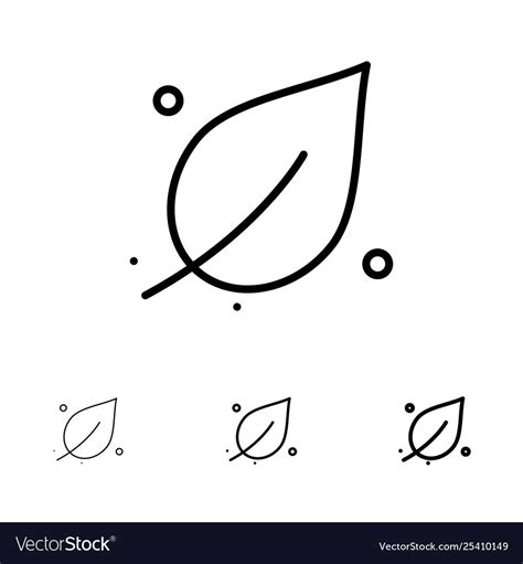 Ecology Leaf Nature Spring Bold And Thin Black Vector Image
