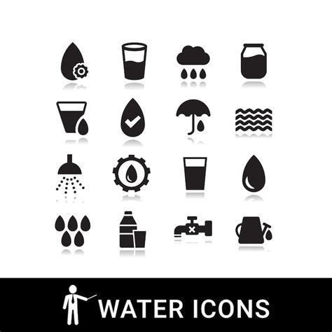 Premium Vector Black Water Icon Set