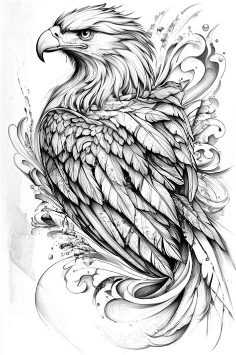 Majestic Eagle Tattoo Sketch Bold And Intricate Design For Your Next