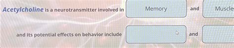 Solved Acetylcholine Is A Neurotransmitter Involved In