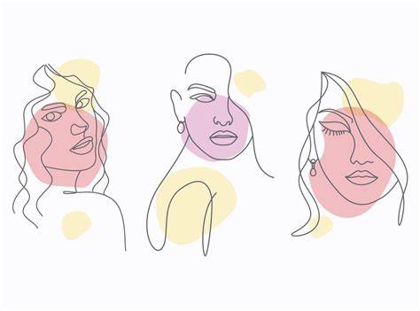 Beauté Abstraite Femme Jeune Fille Dessin Au Trait Femme Visage