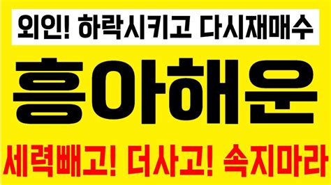 주식 흥아해운 외인 하락시키고 다시재매수 세력빼고 더사고 속지마라 Youtube