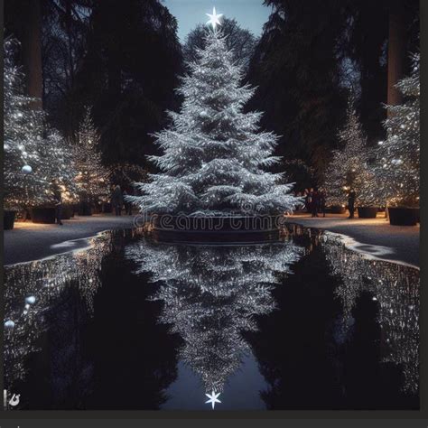Peaceful Magical Christmas Scene In The Woods With Christmas Tree